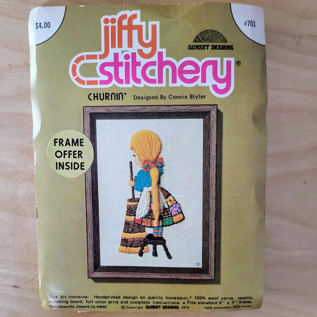 Vintage Dimensions Jiffy Stitchery Crewel Embroidery Kit Churning - Etsy