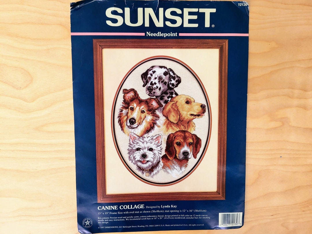 Vintage Dimensions Sunset Needlepoint Kit Canine Collage by Lynda Kay ...