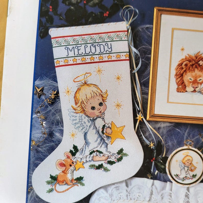 Vintage Dimensions Counted Cross Stitch Pattern Holly Angels Stocking ...