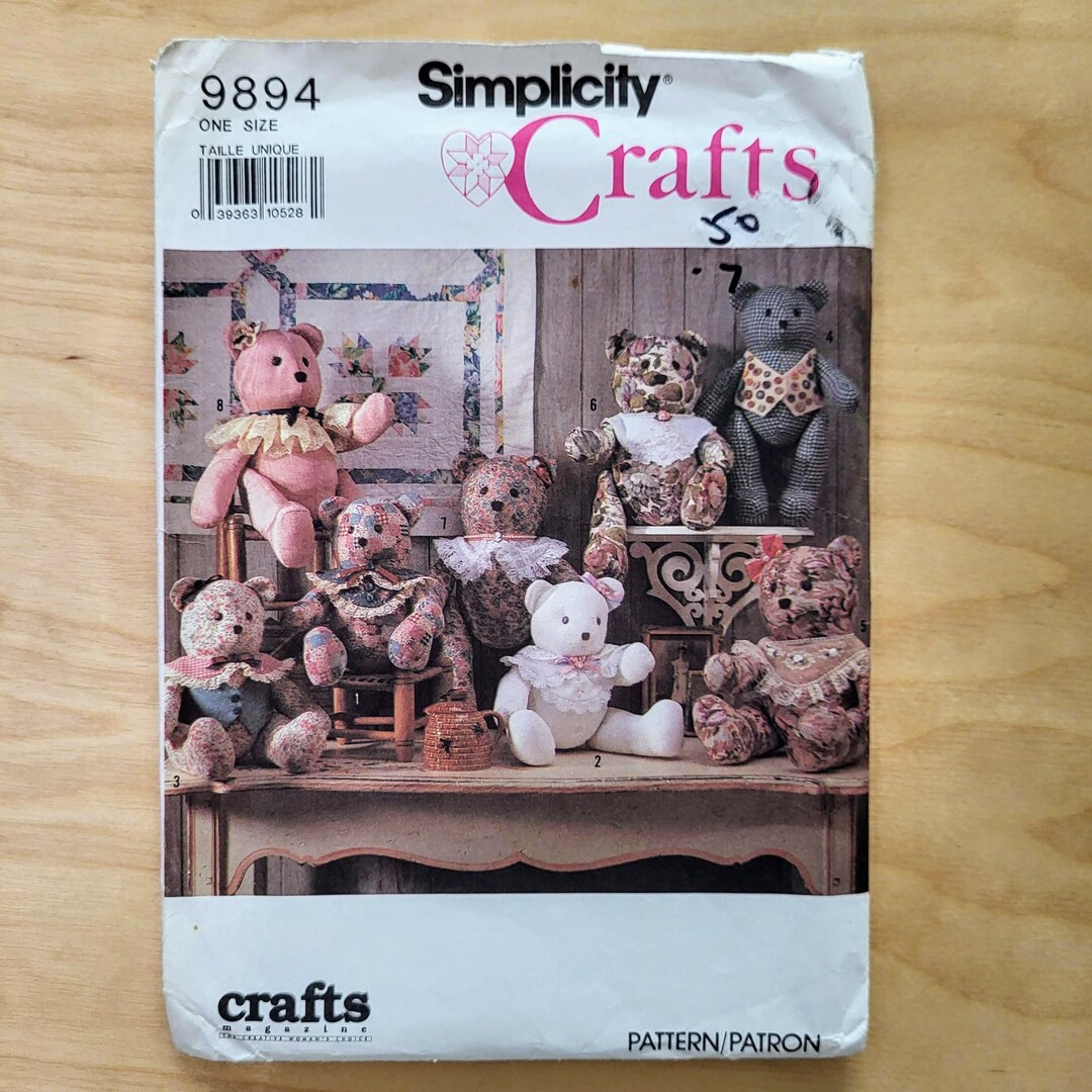 Simplicity Sewing Pattern 9894 Stuffed Teddy Bears Sewing Pattern 15 ...