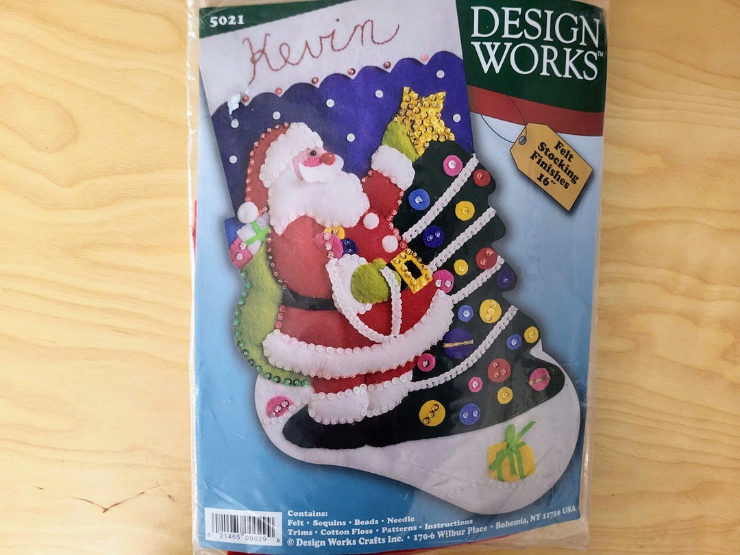 Design Works Christmas Santa Felt Stocking Kit, Felt Applique - Etsy