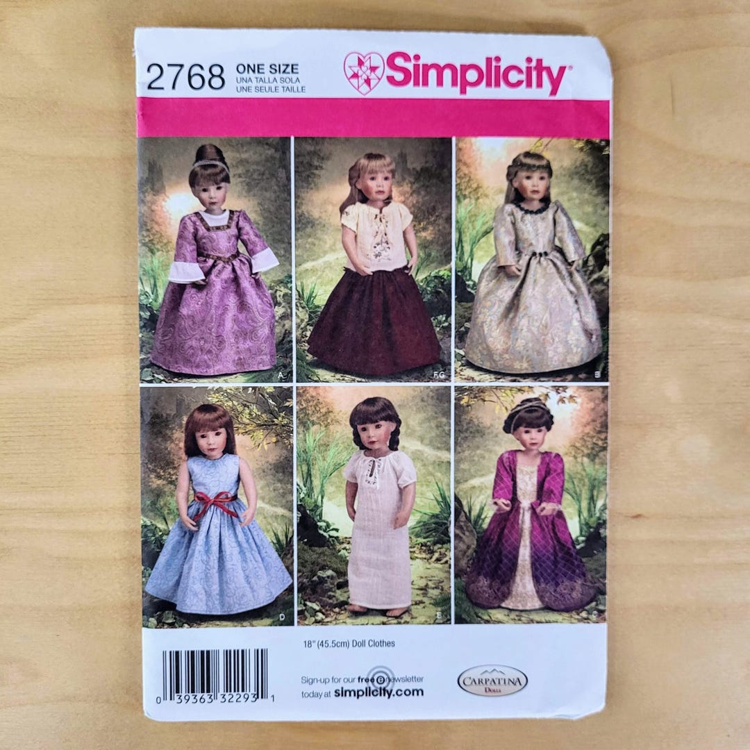 Simplicity Crafts Sewing Pattern 2768 Doll Clothes Sewing Pattern 18 ...