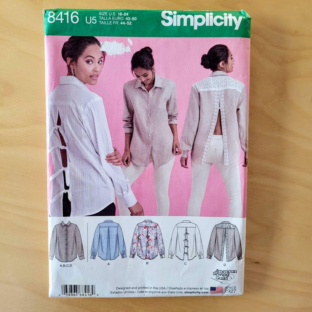 Simplicity Sewing Pattern 8416 Misses' Shirt With Back Variations Size ...
