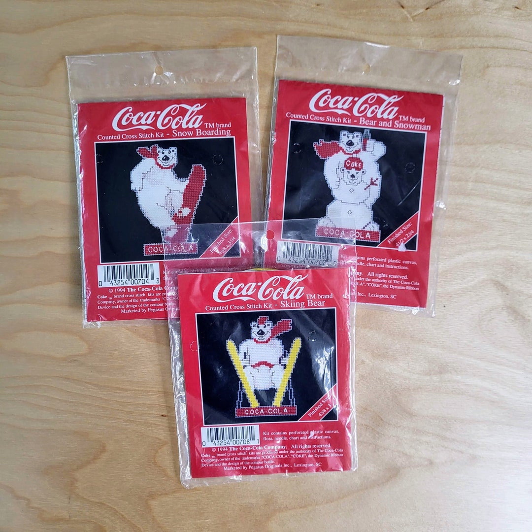 Vintage the Coca-cola Company Counted Cross Stitch Kits Bear and ...