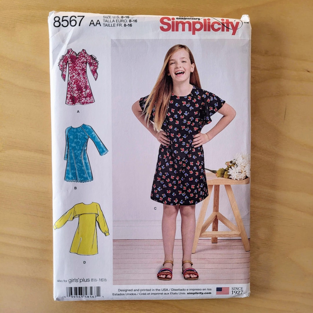 Simplicity Sewing Pattern 8567 Girl's Dress With Neckline, Size 8-16 - Etsy