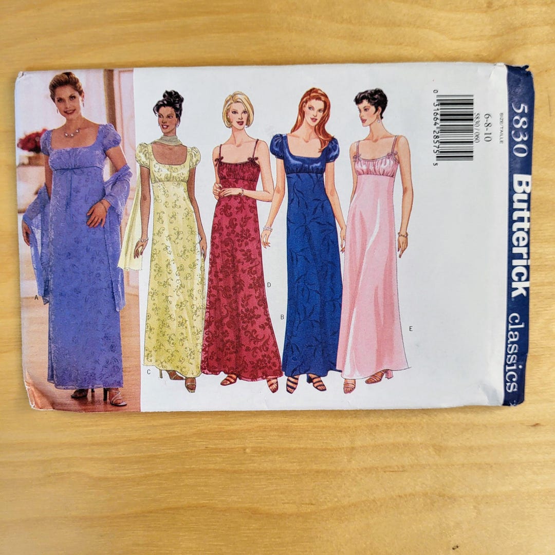 Butterick Sewing Pattern 5830 Women Dress and Scarf Sizes 6,8,10 Misses ...