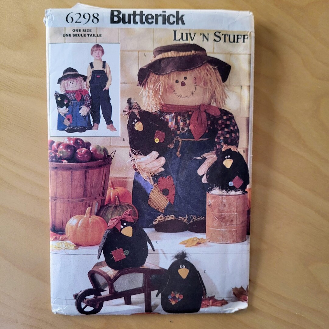 Butterick Sewing Pattern 6298 Porch Scarecrow Crow Dolls Thanksgiving ...