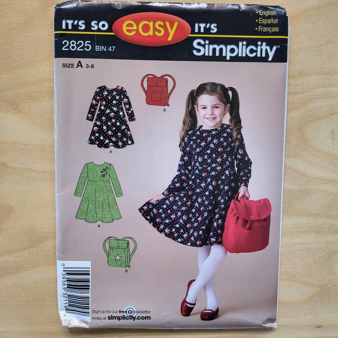 Simplicity Sewing Pattern 2825 Little Girl's Dress and Backpack, Size 3 ...