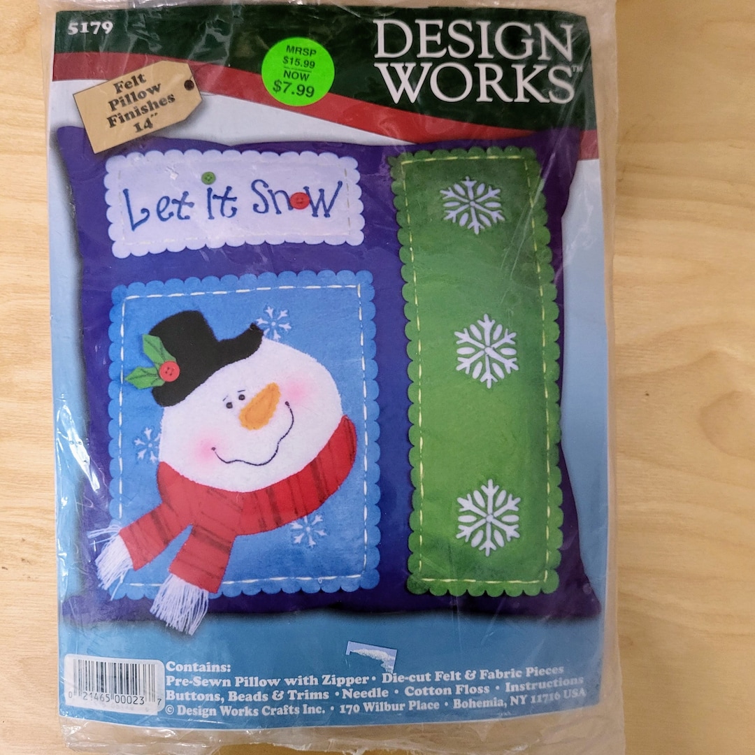 Design Works Felt Pillow Kit Let It Snow, Snowmen Embroidery, Snowmen ...