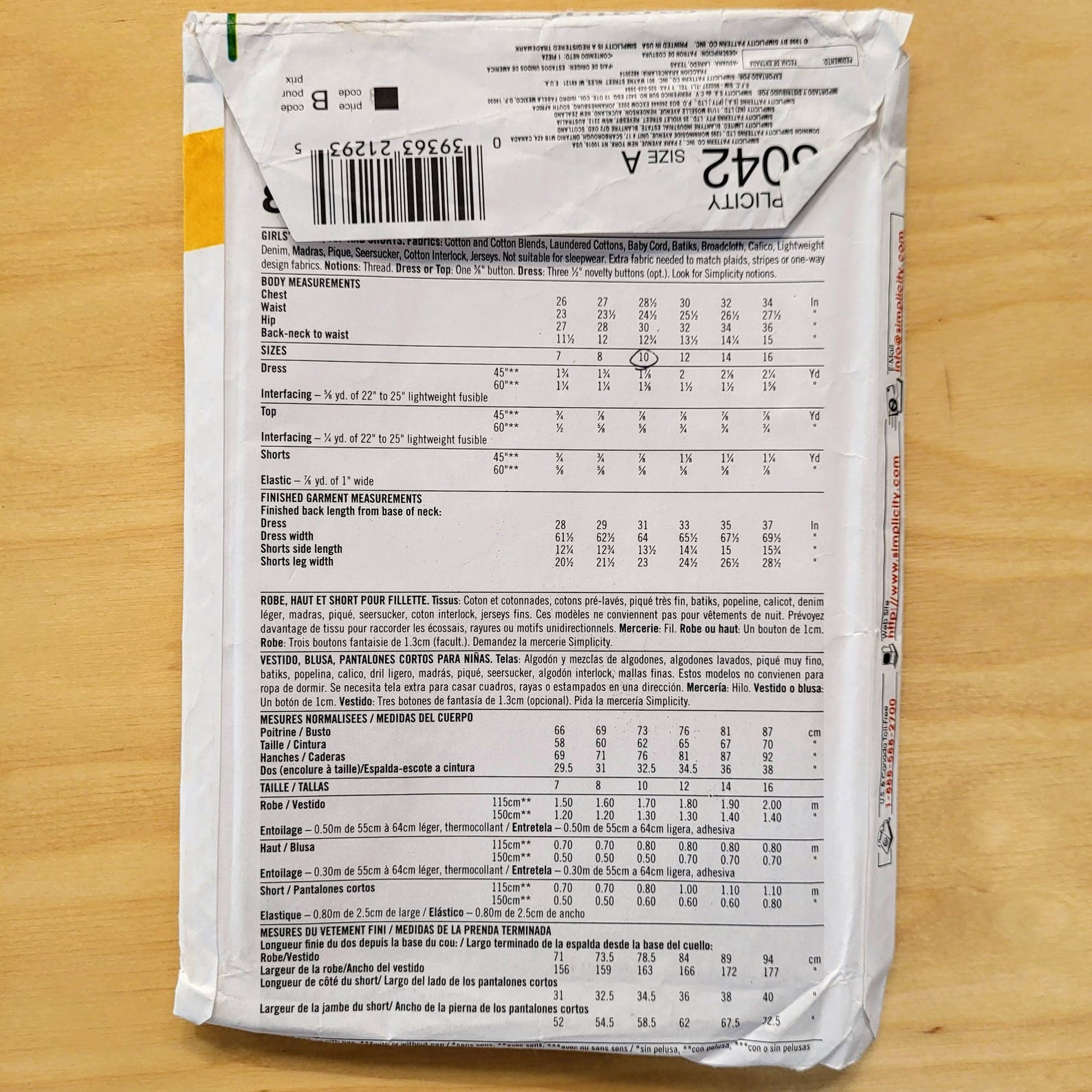 Simplicity Sewing Pattern 8042 Girl's Dress, Top and Shorts, Size 7-16 ...