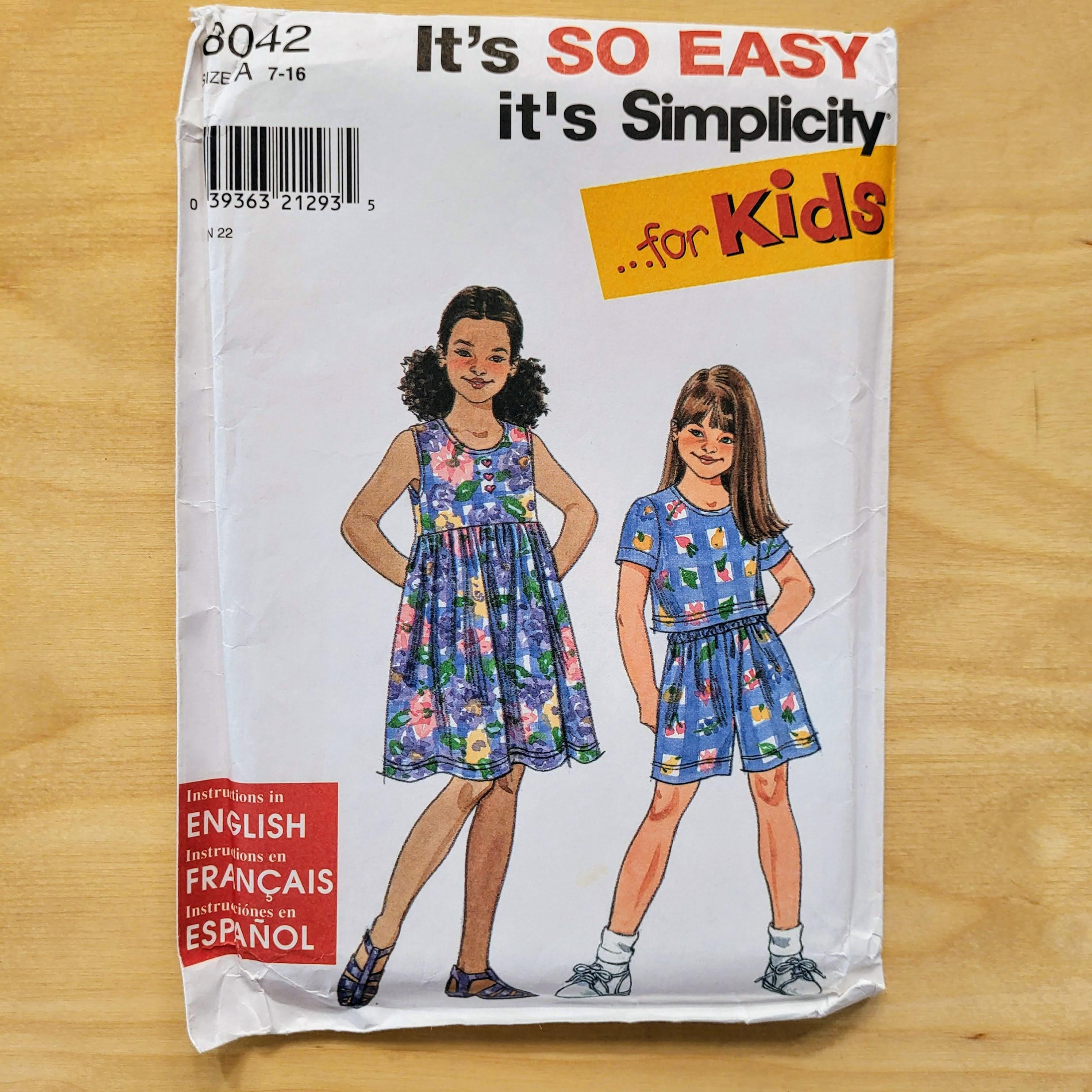 Simplicity Sewing Pattern 8042 Girl's Dress, Top and Shorts, Size 7-16 ...