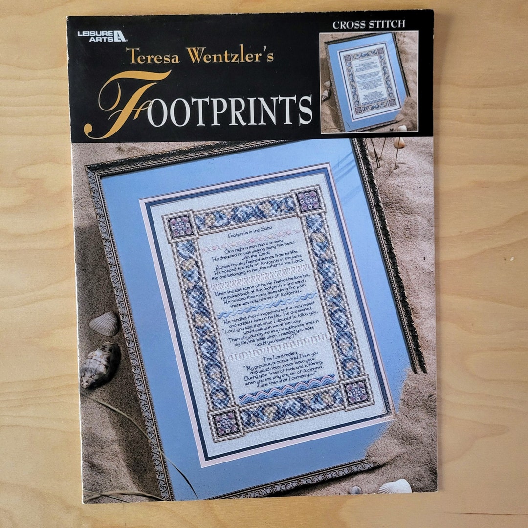 Vintage Leisure Arts Counted Cross Stitch Pattern Footprints by Teresa ...