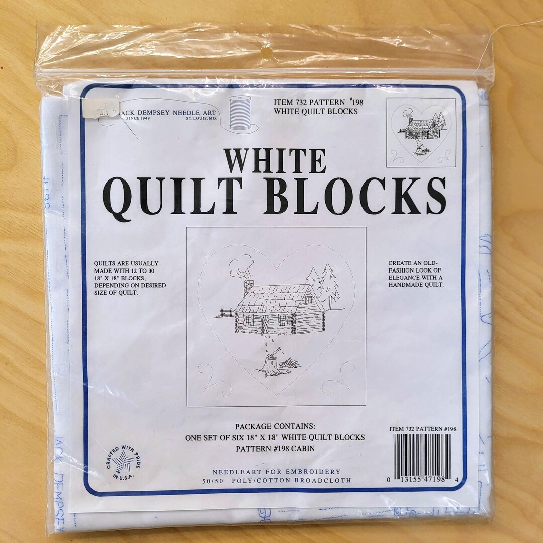 White Quilt Blocks #198, 6 Stamped Quilt Blocks 18"x18" for Embroidery ...