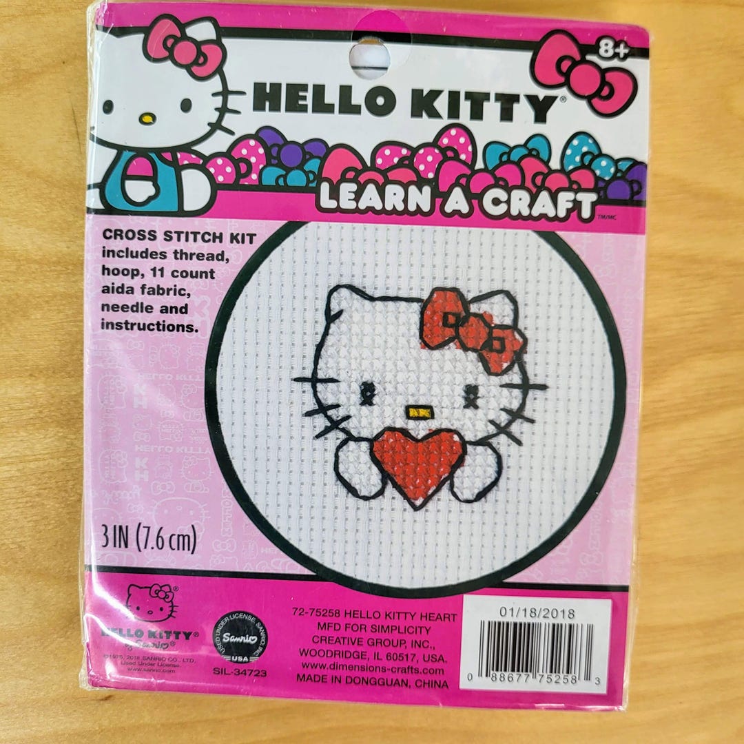Hello Kitty Counted Cross Stitch Kit for Kids Hello Kitty Heart ...