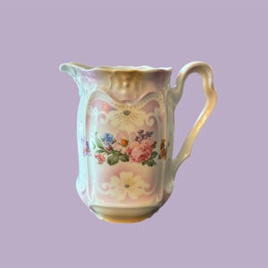 Vintage Bavarian Milk Pitcher, Vintage Porcelain Floral Pitcher ...