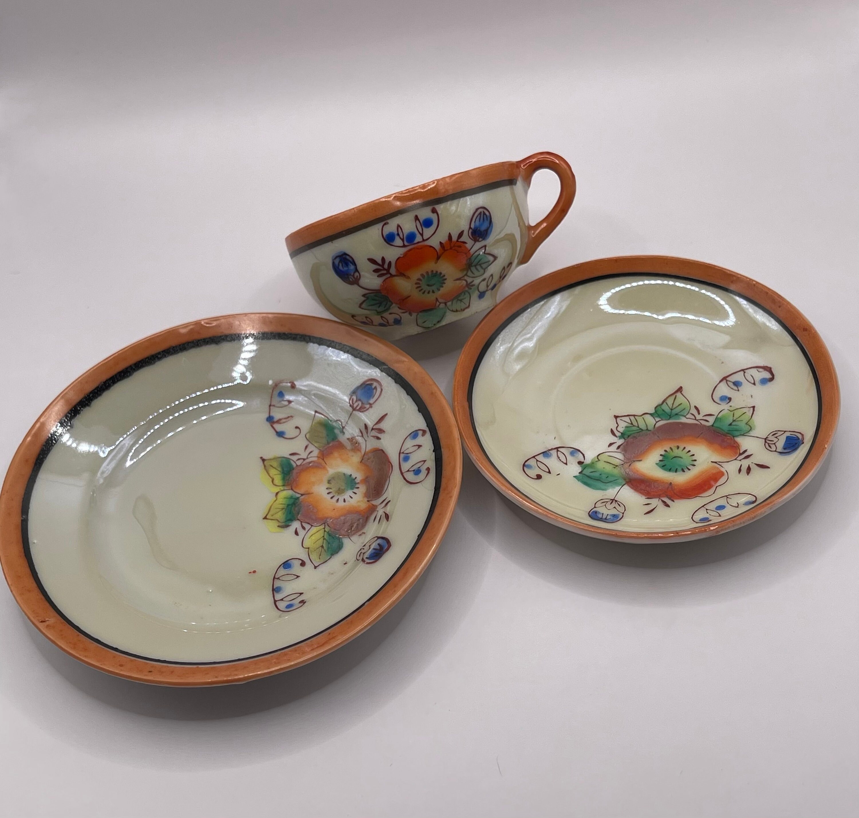 Vintage 15 Piece Hand-painted Lusterware Child's Tea Set Made in Japan ...