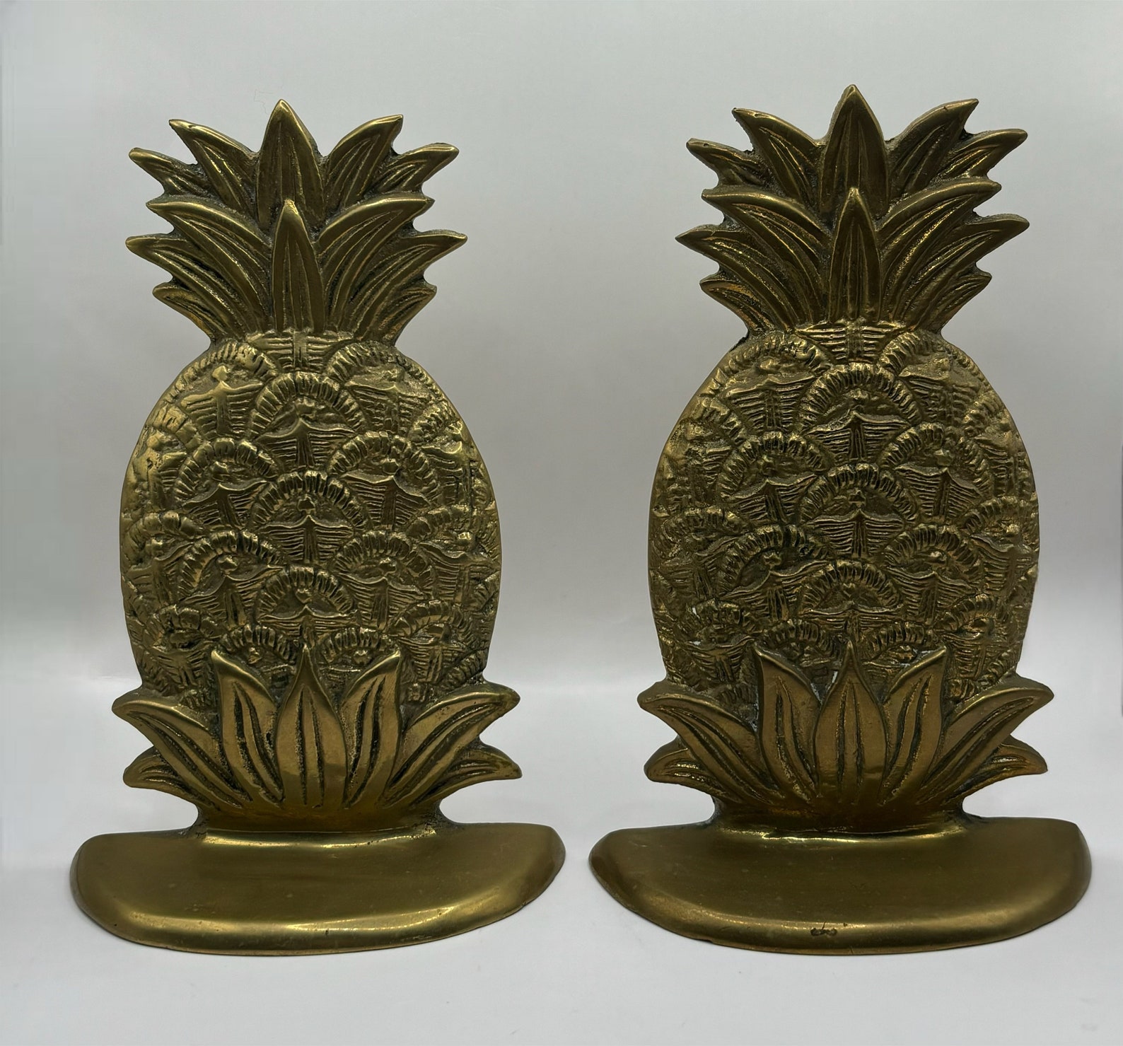Set of Vintage Brass Pineapple Bookends, Vintage Brass Decor, Vintage ...