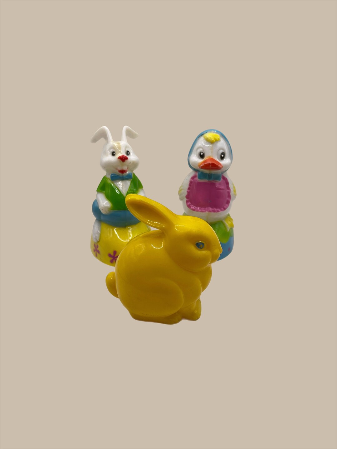 Set of 3 Vintage Plastic Easter Toys, Yellow Knickerbocker Plastic Co ...