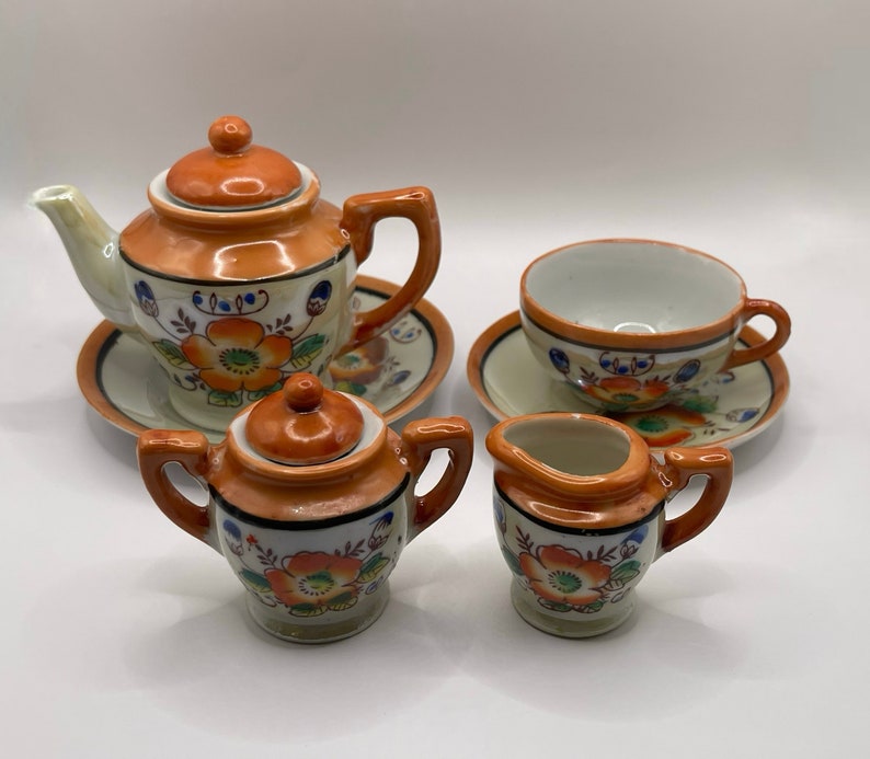 Vintage 15 Piece Hand-painted Lusterware Child's Tea Set Made in Japan ...