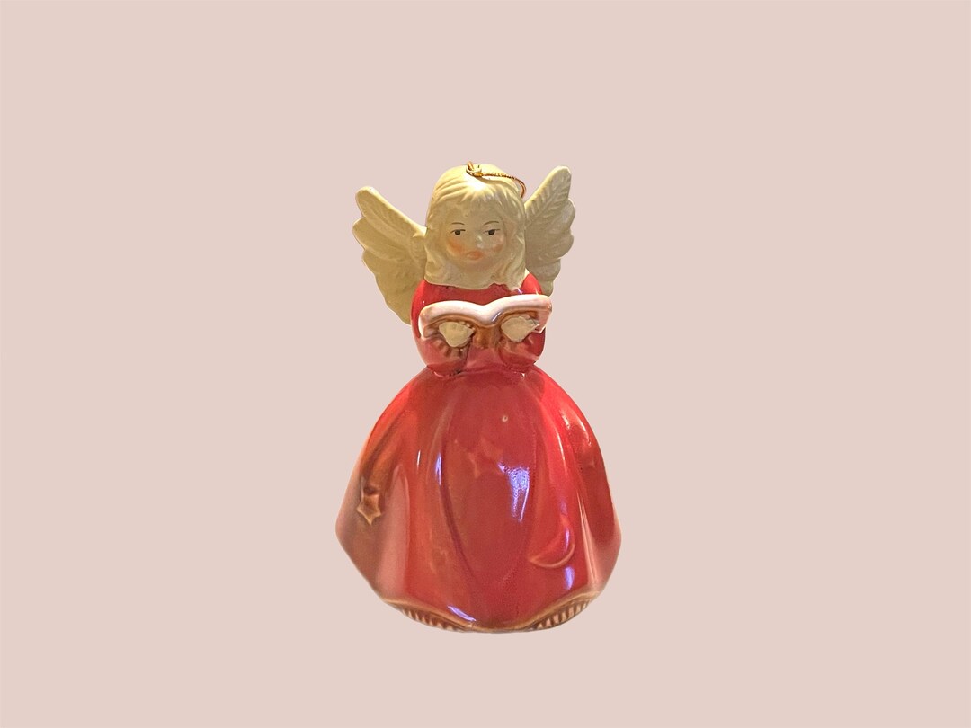 Vintage Ceramic Christmas Angel Bell, Vintage Angel Ornament, Vintage ...