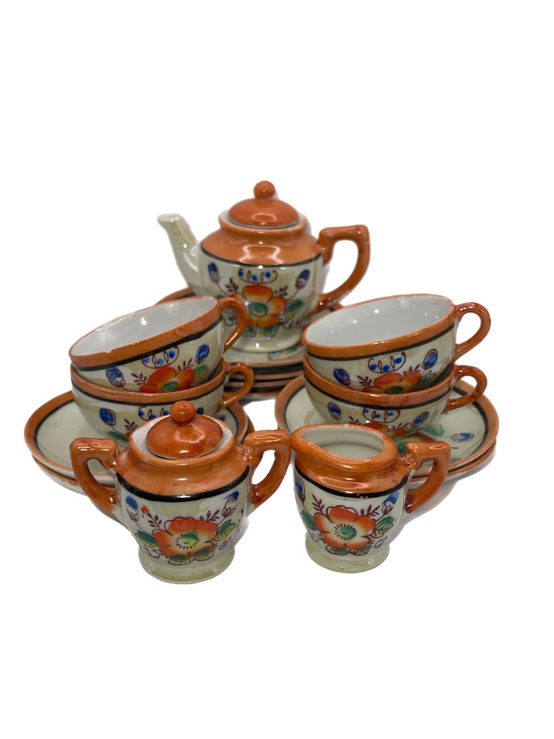 Vintage 15 Piece Hand-painted Lusterware Child's Tea Set Made in Japan ...