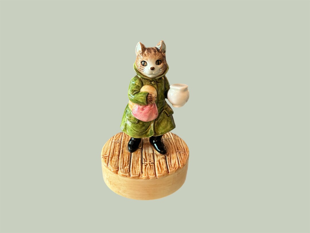 Vintage Schmid Beatrix Potter Simpkin Cat Music Box, Vintage Music Box ...