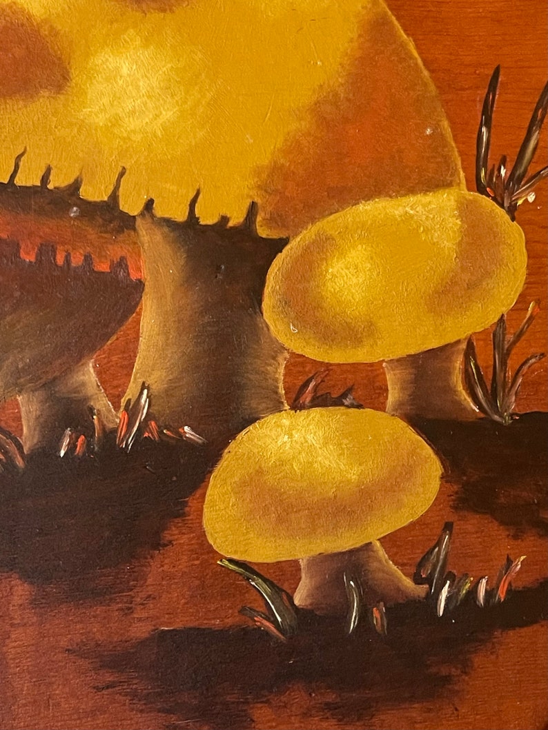 Vintage Hand Painted Mushrooms on Wood Wall Hanging, Vintage Mushroom ...