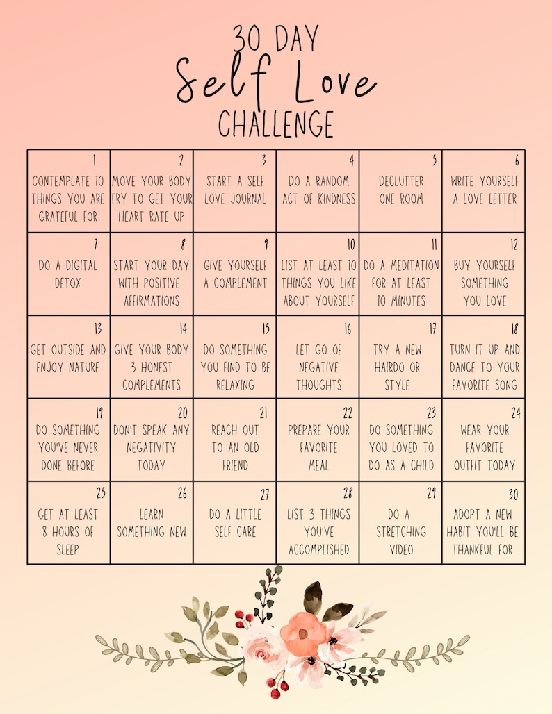 Self Love Challenge | 30 Day Challenge for Self-love | Physical Product ...