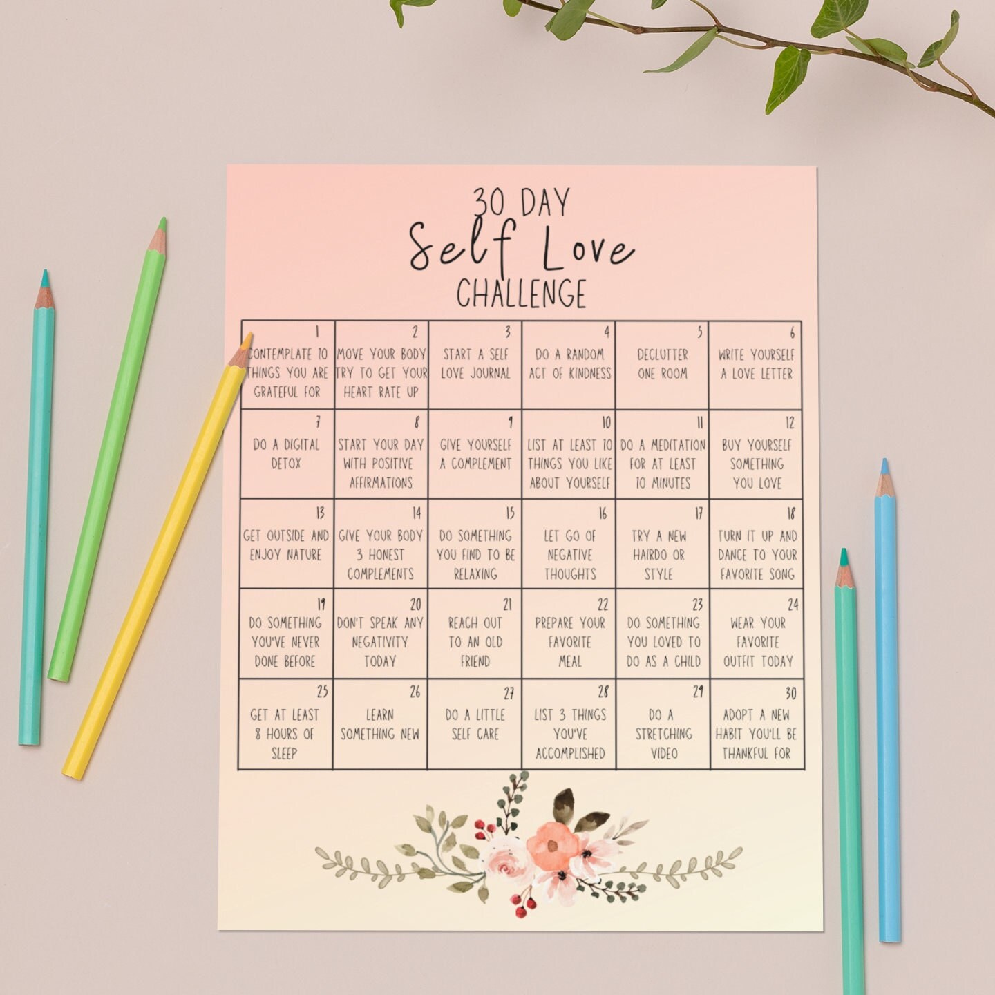 Self Love Challenge | 30 Day Challenge for Self-love | Physical Product ...