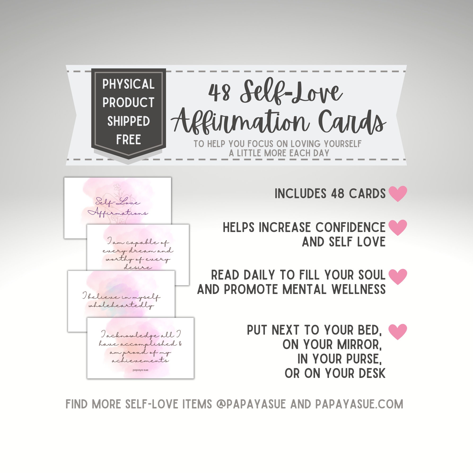 Self Love Affirmation Cards Positive Quote Flash Cards - Etsy