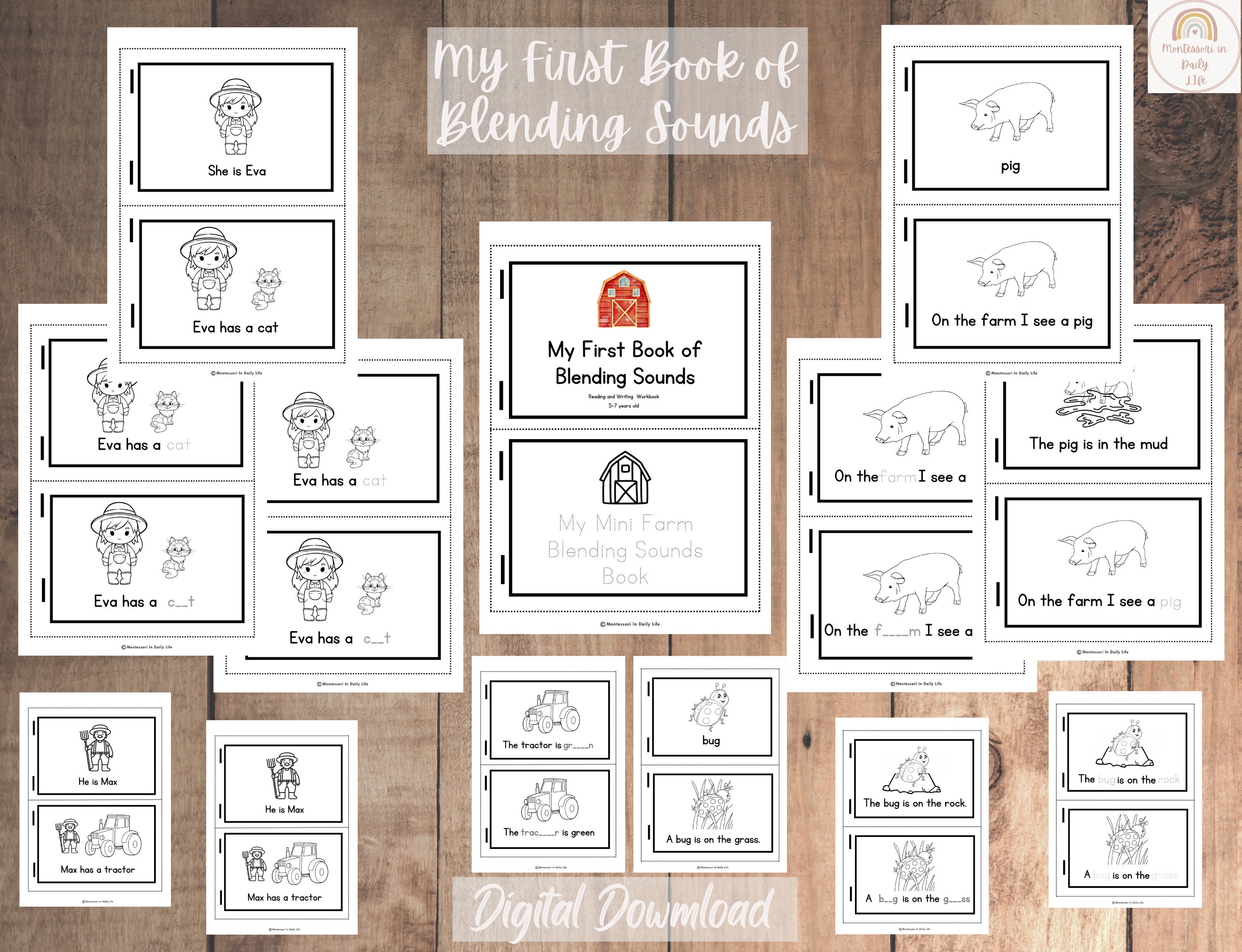 On the Farm Montessori Learning Pack 3 6 Yo, With 2 FREE Coloring Books ...
