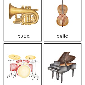 Montessori Language Cards - Musical Instruments 5 Languages En, Es It ...