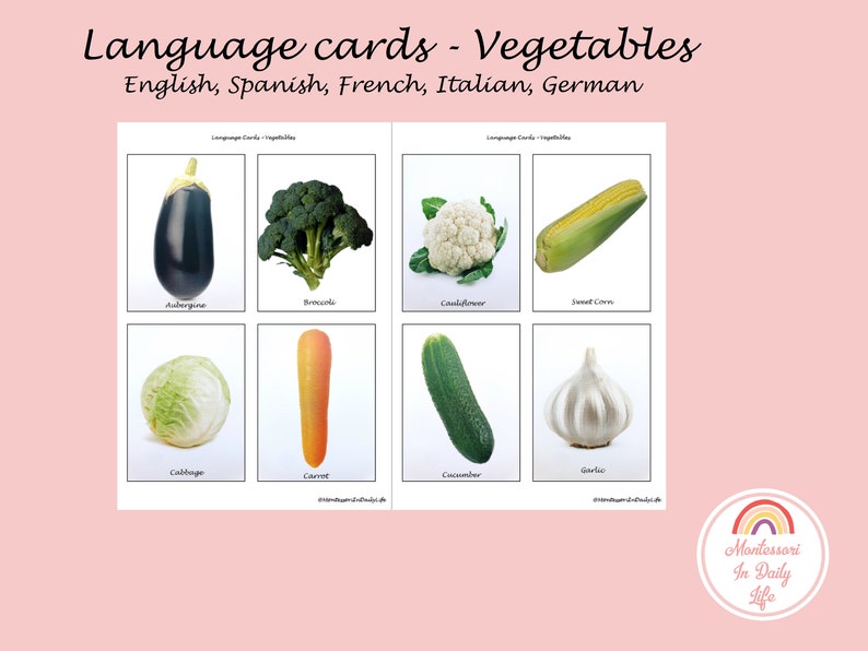Montessori Language Cards Vegetables - Etsy