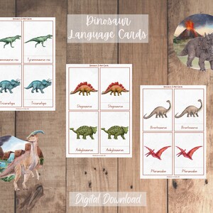Dinosaurs Language Cards Eng, Es, It, Fr, De Montessori 3 Part Cards - Etsy