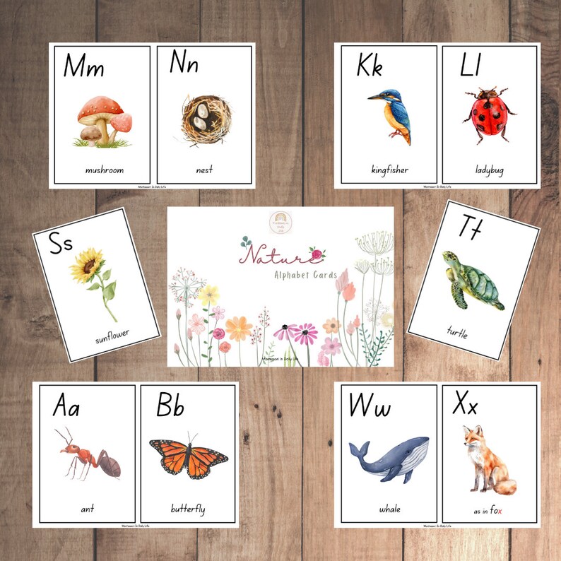 Nature Language Cards With FREE Alphabet Coloring Book - Preschool ...