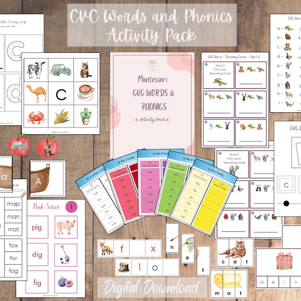 Phonics Worksheets CVC Write the Words for Kindergarten and First Grade ...