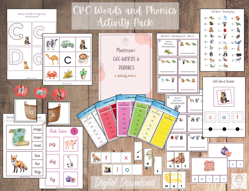 Montessori CVC Words and Phonics Activity Pack 3 - 6 Years Old - Etsy
