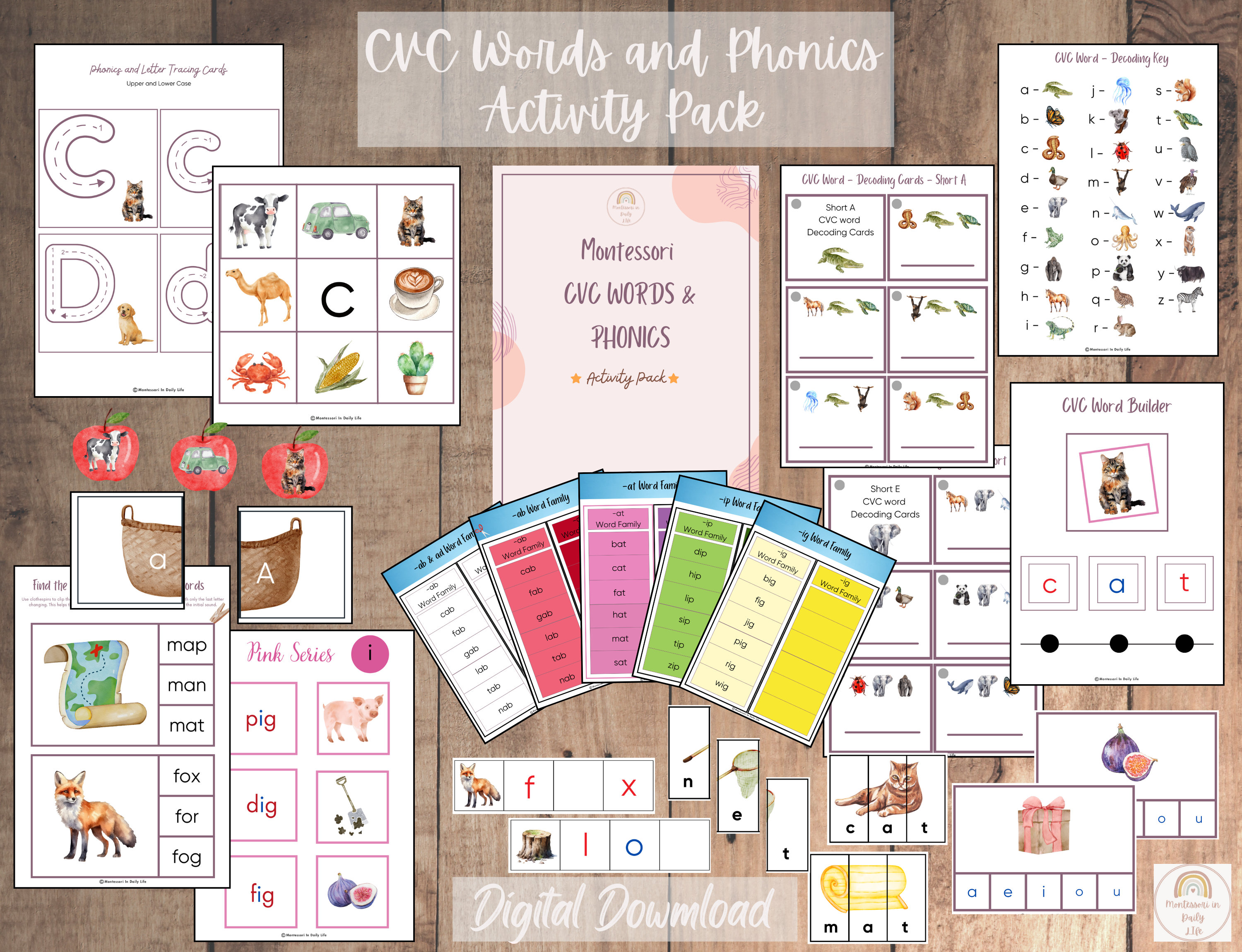 Montessori CVC Words and Phonics Activity Pack 3 - 6 Years Old - Etsy