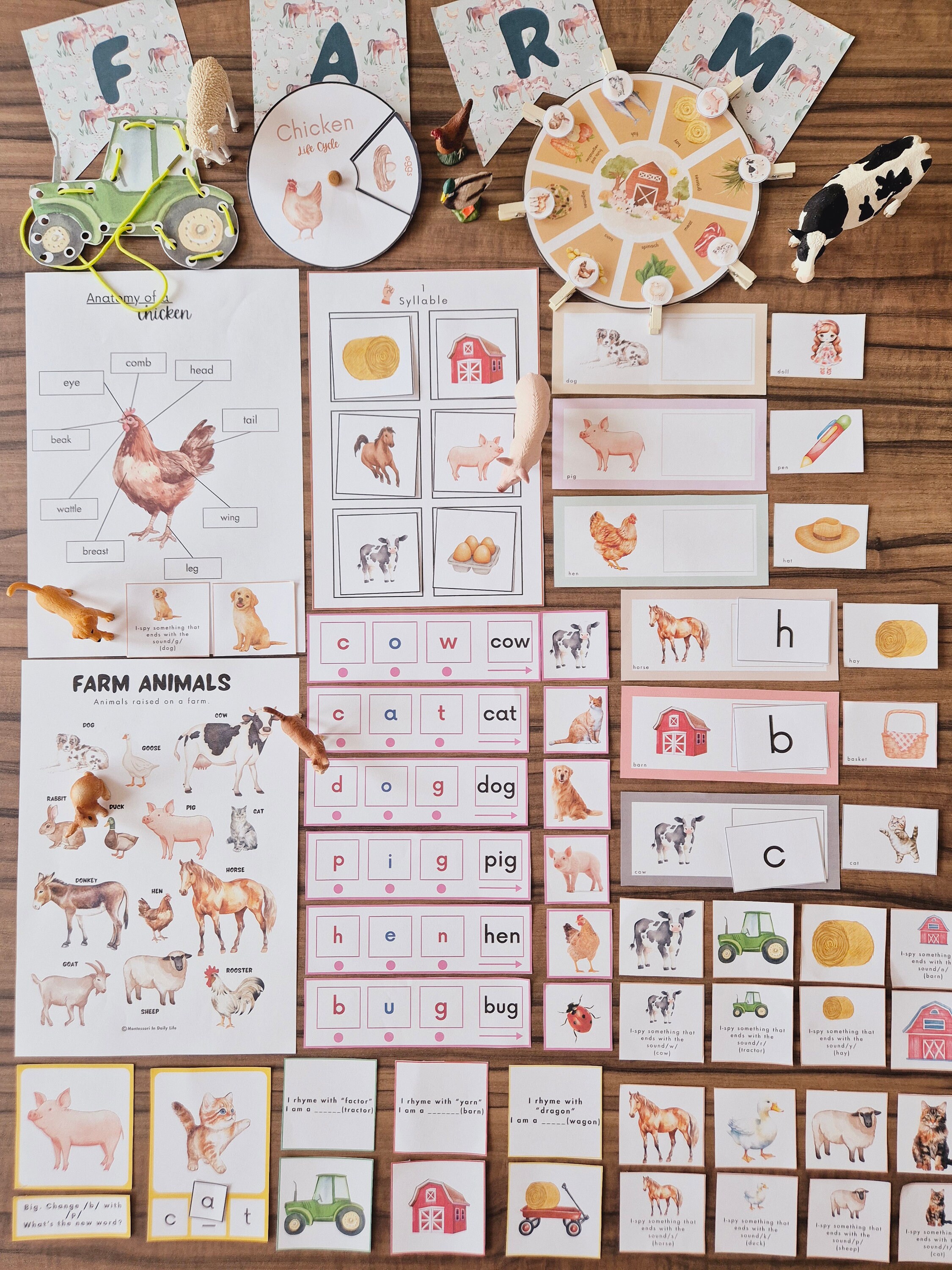 On the Farm Montessori Learning Pack 3 6 Yo, With 2 FREE Coloring Books ...