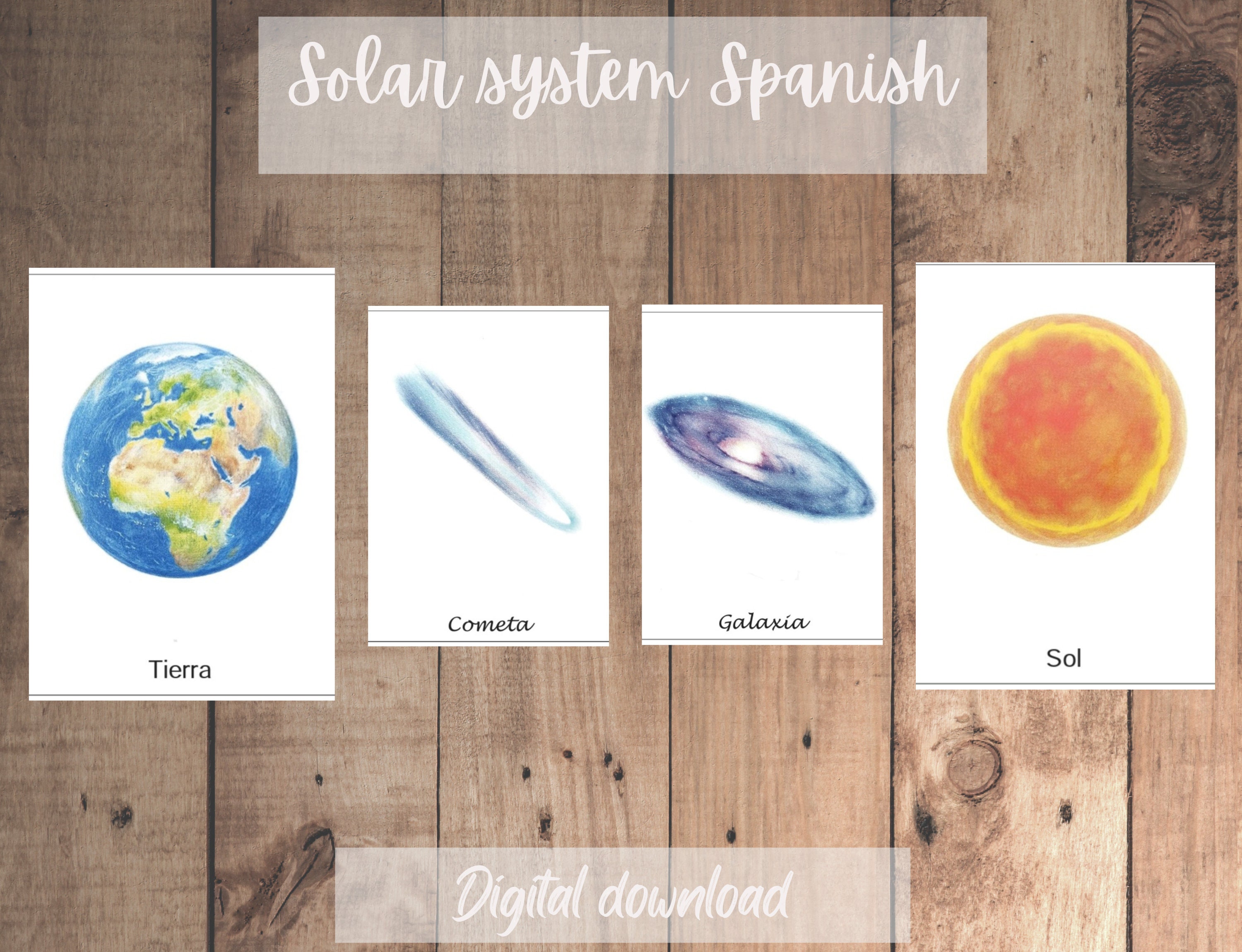 Solar System Language Cards Eng, It, Fr, Es, De- Montessori 3part Cards ...