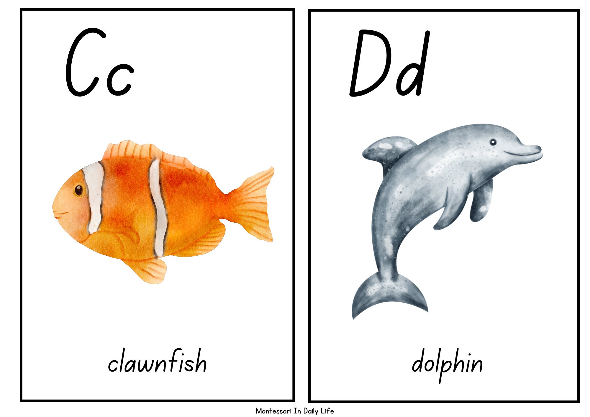 Ocean Animals Alphabet Cards - Montessori Language Cards - Etsy