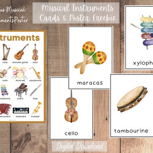 Montessori Language Cards - Musical Instruments 5 Languages En, Es It ...