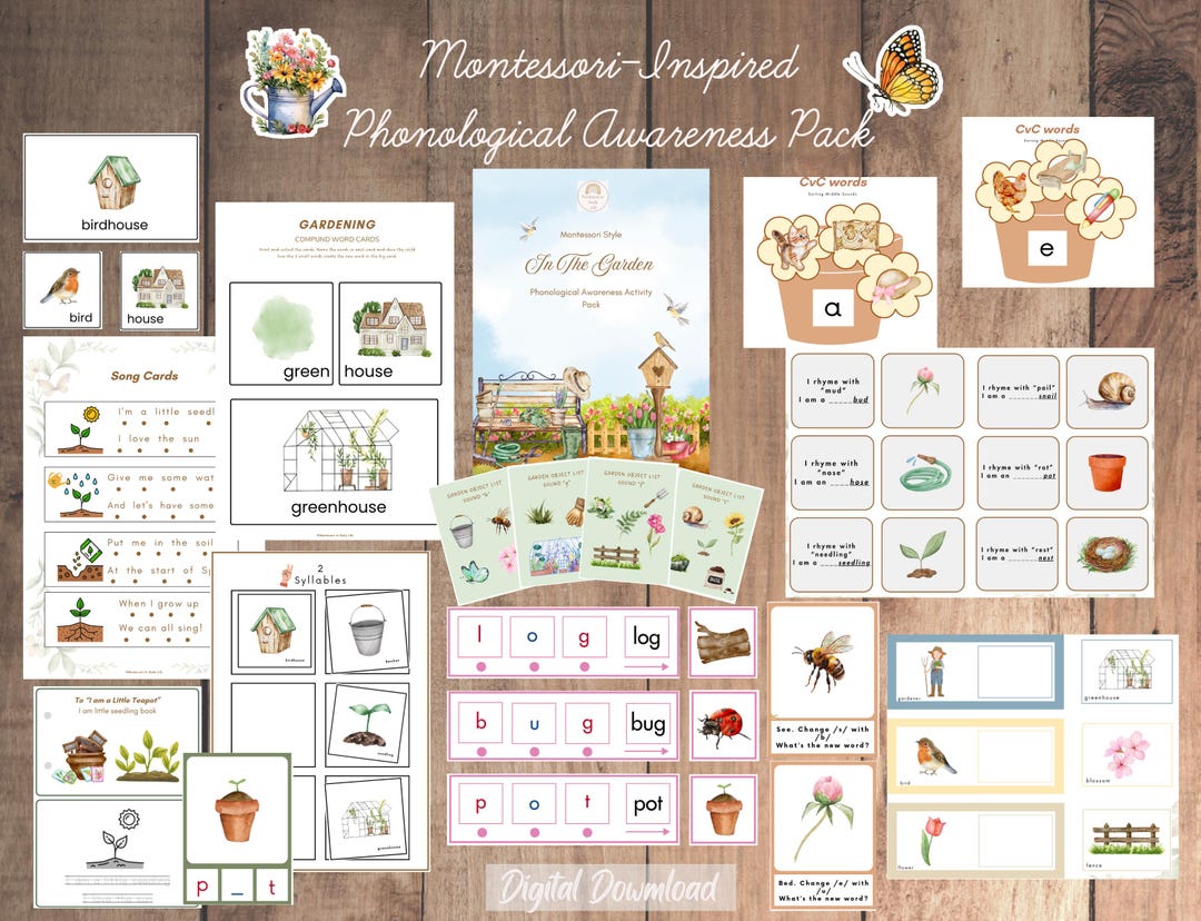 Montessori Style "in the Garden" Phonological Awareness Pack 3-7 Years ...