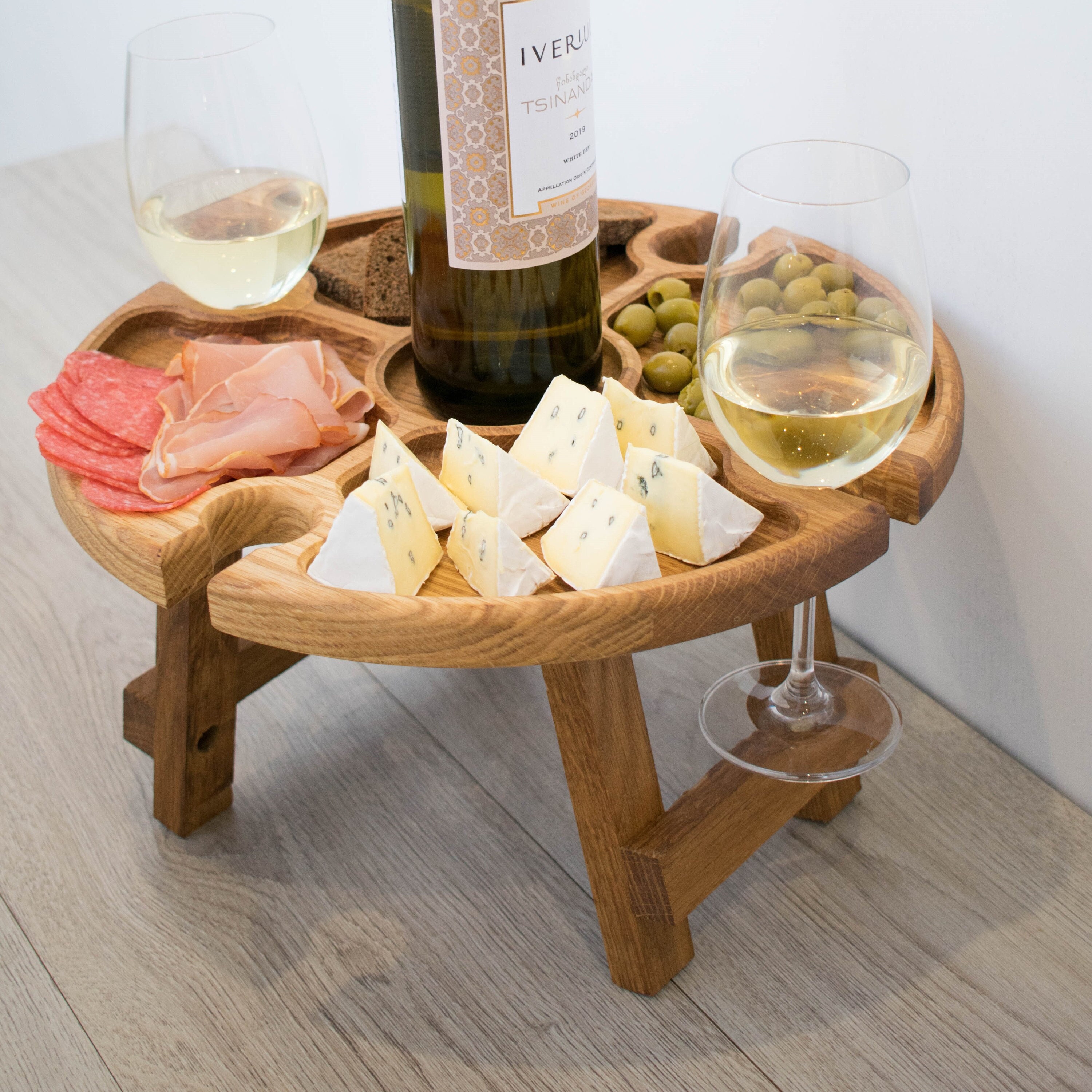 Oak Outdoor Wine Table 13,8 (35cm) Inches - Wood Serving Platter ...