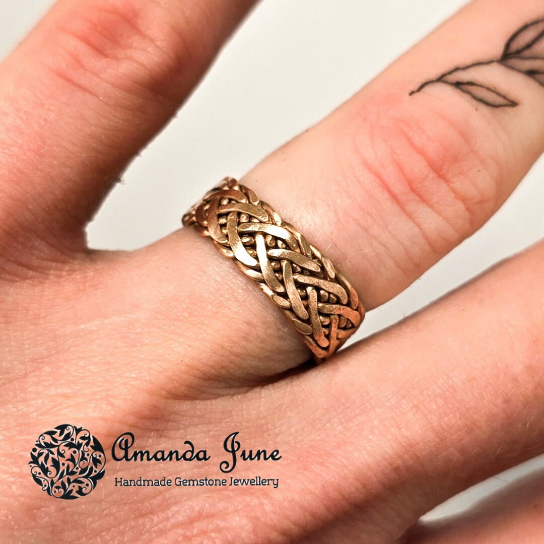Copper Ring Celtic Braid Knot Wedding Band His and Hers Anti Tarnish ...