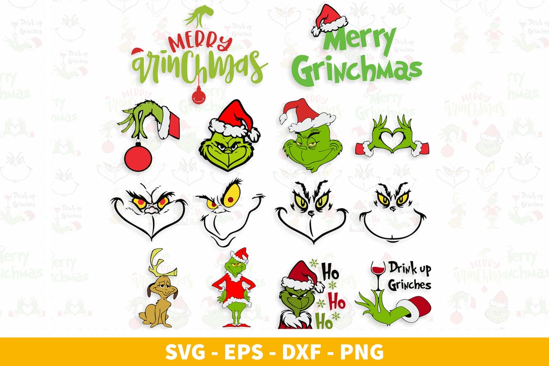 Cara de Grinch Svg, Mano de Grinch, Sonrisa de Grinch, Adorno de Grinch ...