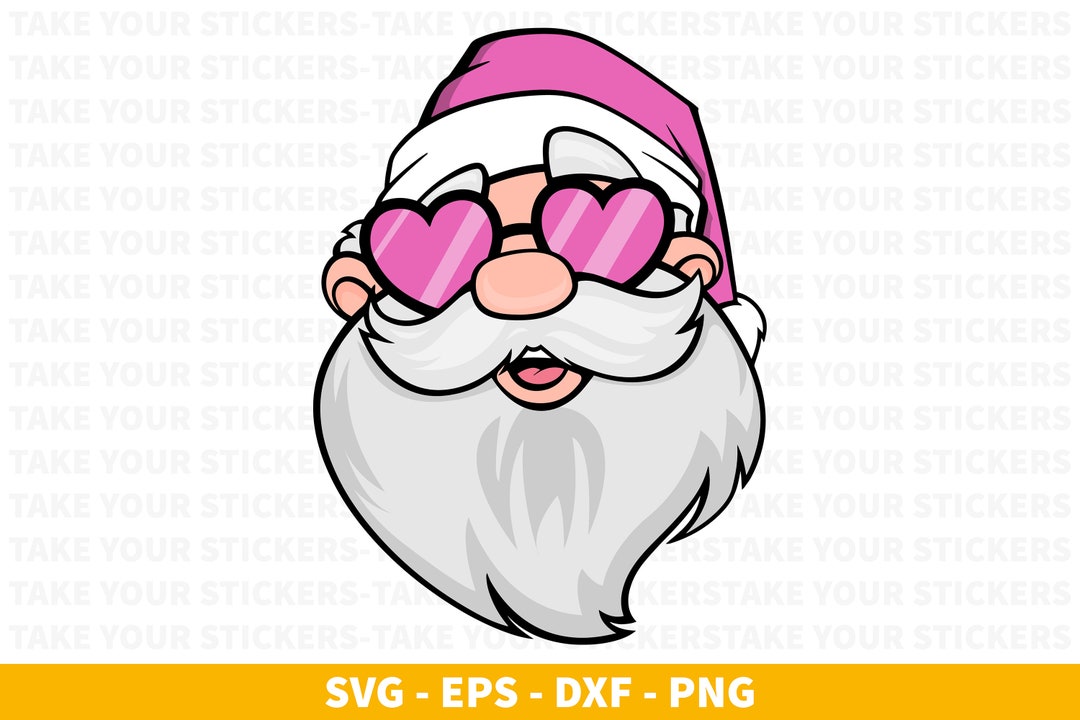 Pink Santa With Sunglasses SVG PNG: Cheerful Christmas Design (digital ...