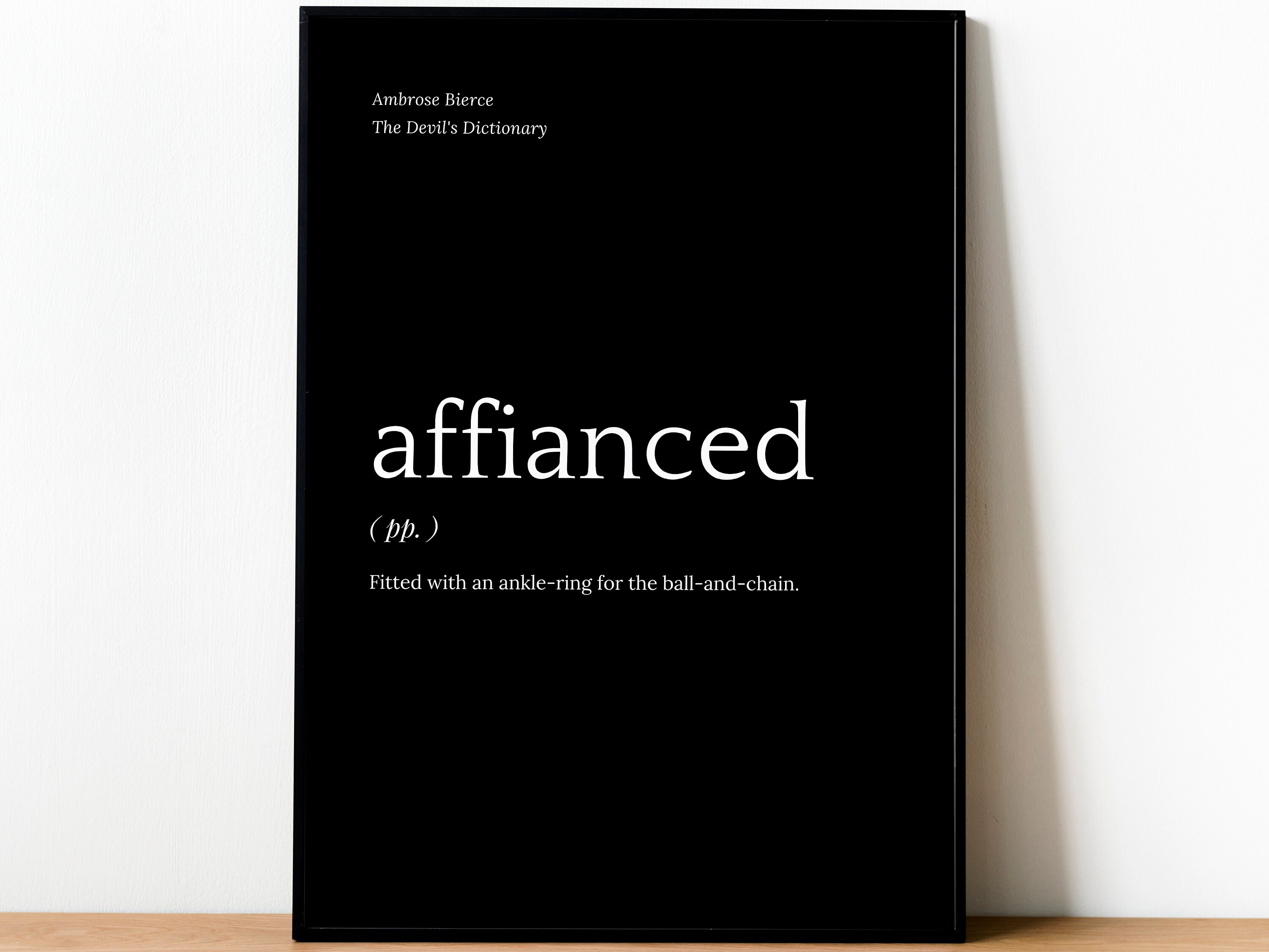 Affianced Definition Poster Funny Fiancé Wall Art - Etsy