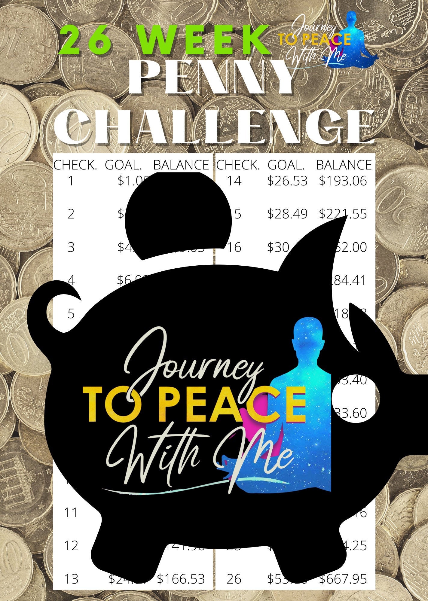 Penny Challenge Printable - Etsy