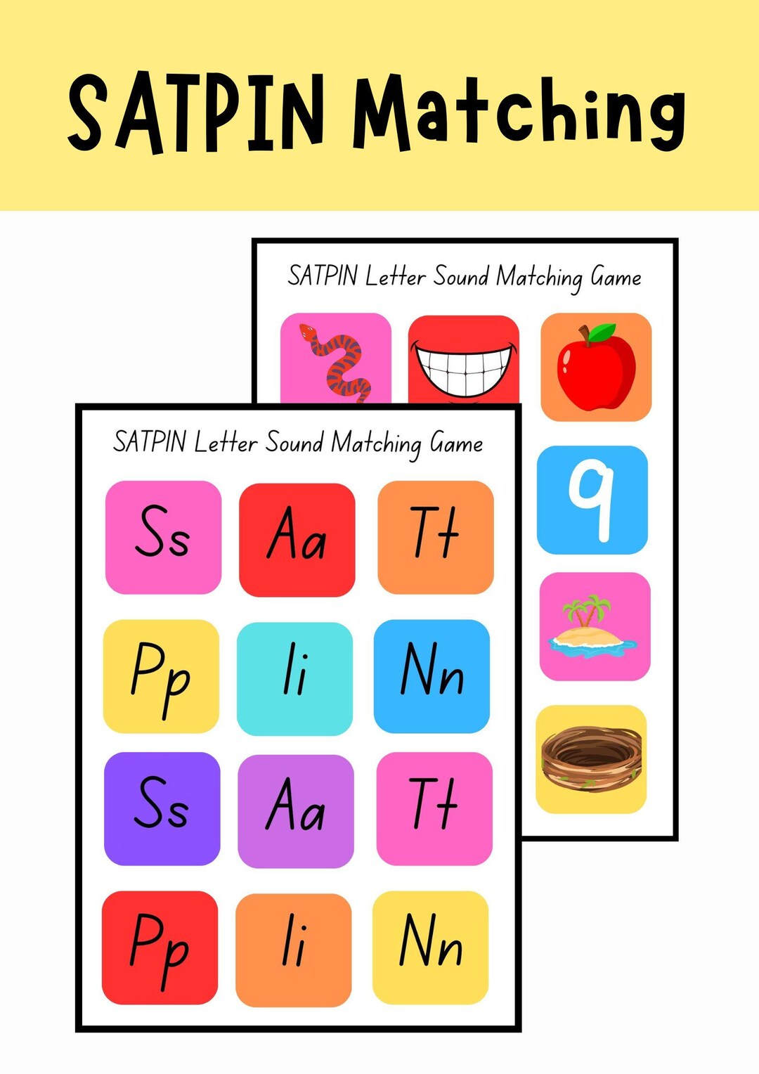 SATPIN Sound Matching Game – Fun Phonics Learning - Etsy